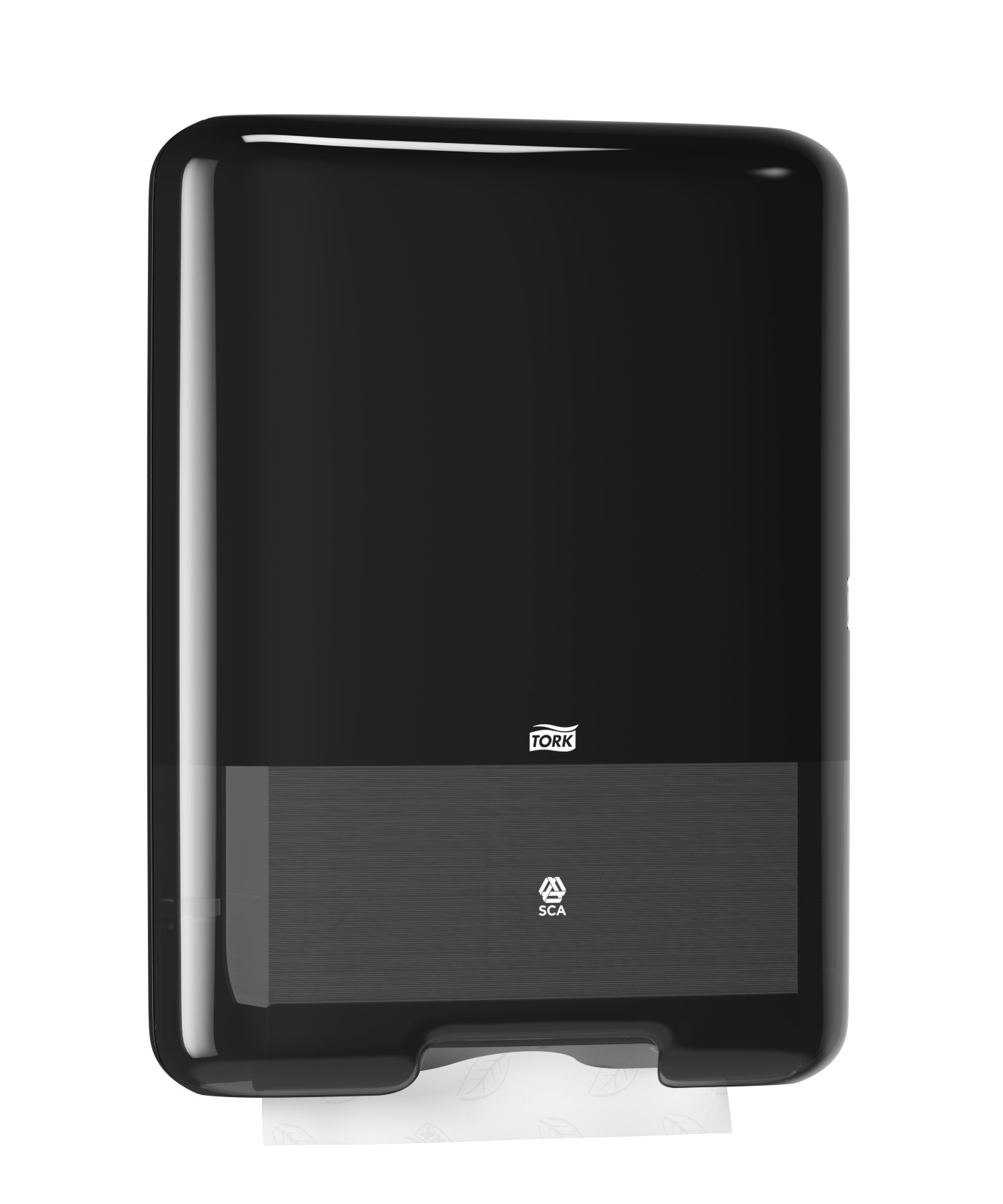 Handdoek dispenser, C en Z vouw handdoeken, elevation zwart. | Gastro2D